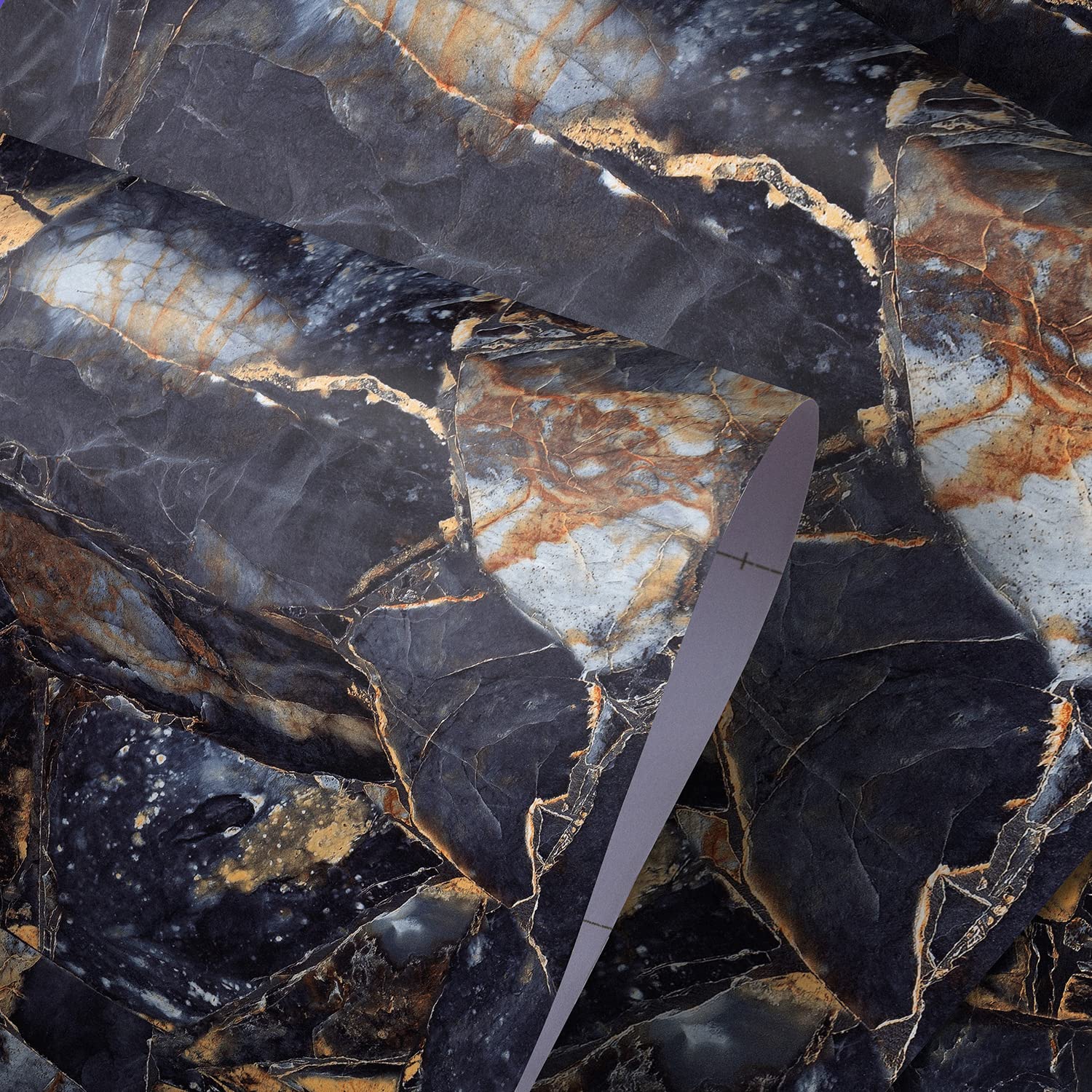 Ekmxmax 16" × 118" Black Marble Contact Paper Granite Wallpaper Peel and Stick Self-Adhesive Waterproof Removable for Renters Table Cabinets Meeting Room Kitchen Furniture Countertops