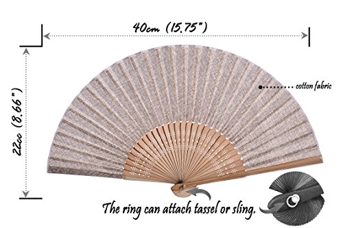 Salutto Hand Fan with Beautiful Fabric Printed (Coffee)