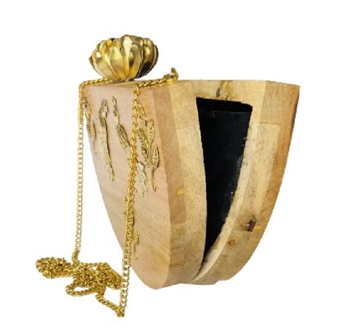 Antique Peacock Wooden Clutch and Shoulder Bag