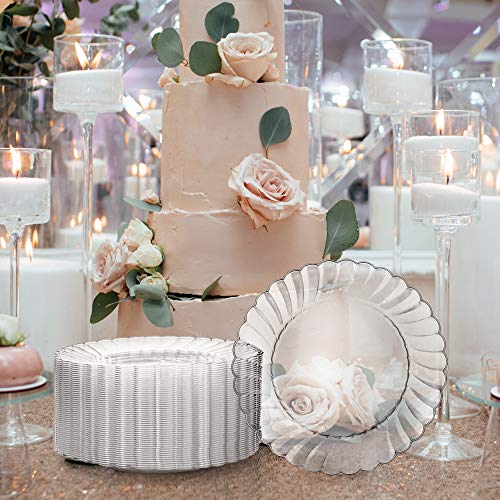 Oasis Creations Premium Hard Plastic Plate Set 100 x 6β Clear Round Plates - Washable & Reusable - Party Supplies For Birthdays, Celebrations, Buffets, Fiestas, Catering & More