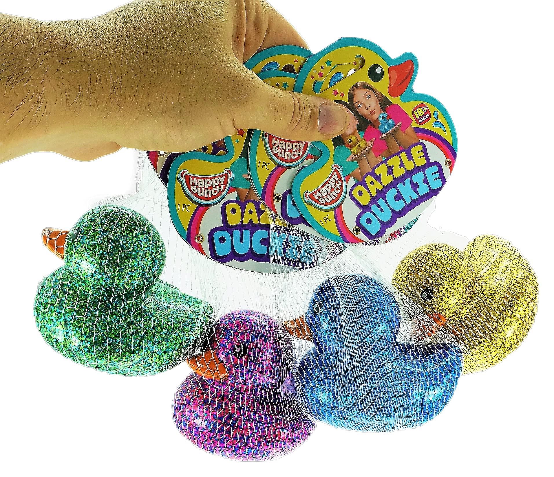 JA-RU Giant Glitter Rubber Ducks (4 Rubber Duckies Assorted) Baby Bath Toys & Pool Beach Essentials. Stress Relief Sensory Play Fidget Toy. Bulk Pinata Filler Stocking Stuffer. 4343-4s
