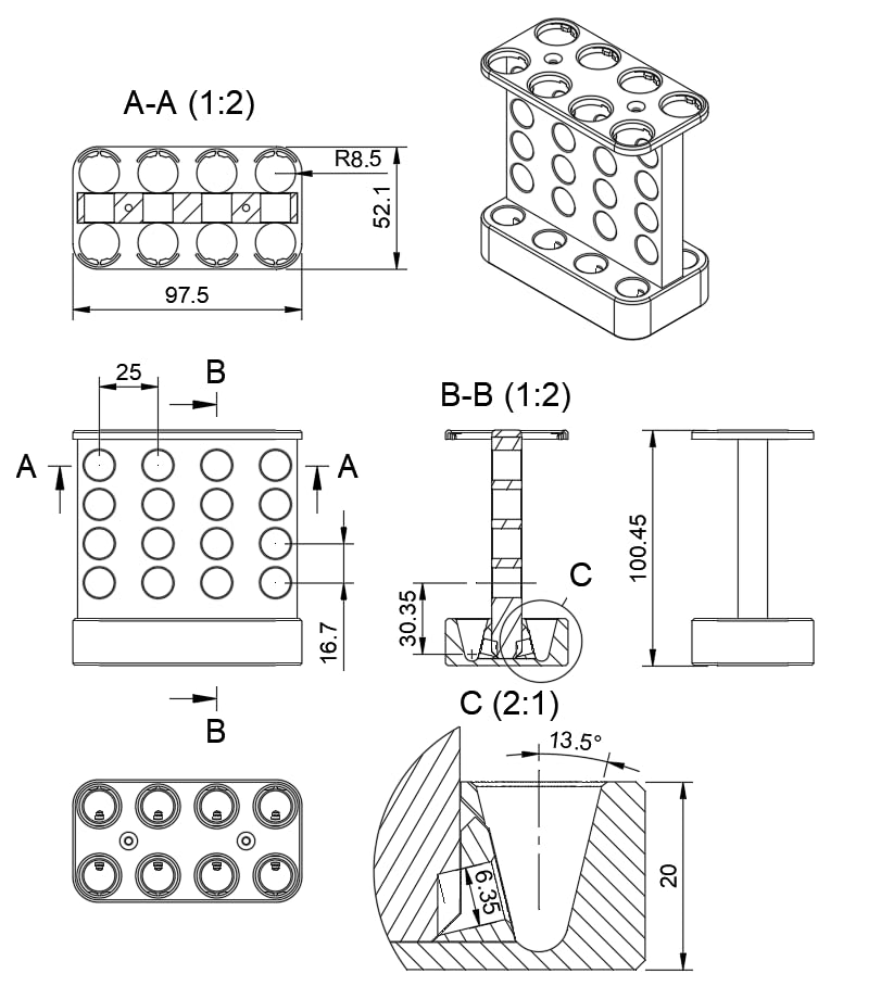 Magnetic Rack for 15 mL Tubes for DNA, RNA and Other biomolecules Purification