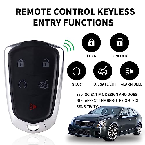 Keyless Remote Car Start 5B Raryloy Smart Key Fob for Cadillac XTS 2016-2019 ; CT6 2016-2020 ; ATS/CTS 2017-2019;XT5 2017-2020 ; XT4 2019-2020 FCCID: HYQ2EB 433.92Mhz