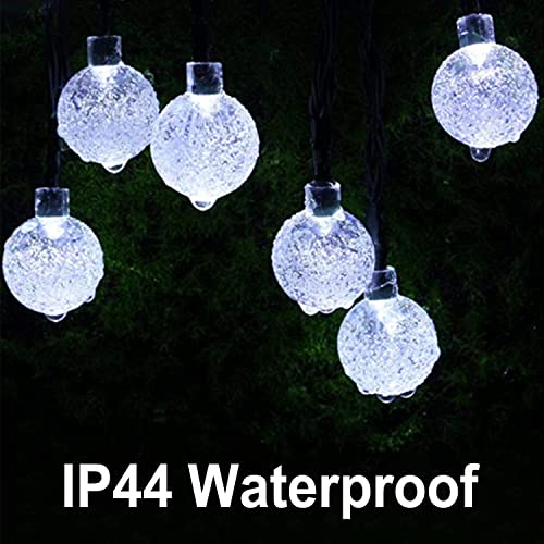 JMEXSUSS 2 Pack 30 LED Solar String Lights 8 Modes Crystal Globe String Lights Outdoor Waterproof Solar Powered String Lights for Patio Tree Camping Fence Party Decorations(White)