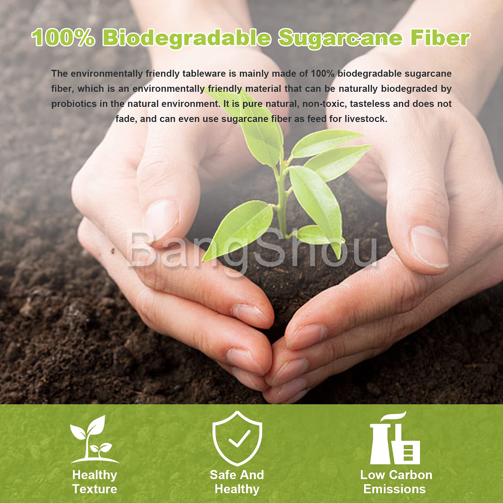 BangShou 14 Inch Disposable Food Trays, 10 Pack 100% Biodegradable, Heavy-Duty Food Crawfish Trays, Compostable Plates Extra Large Paper Plates For Crawfish, BBQ, Party, Serving Platter