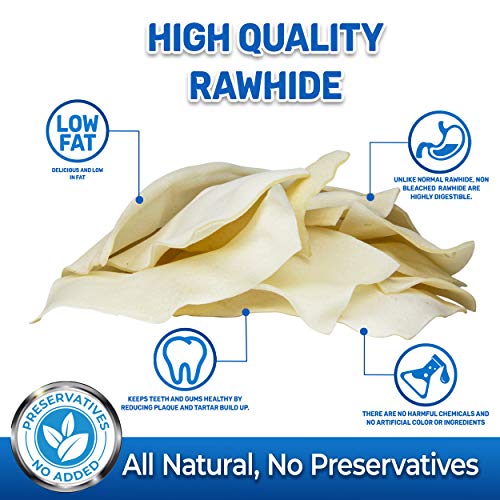 PET MAGASIN Natural Rawhide Chips ā Premium Long-Lasting Dog Treats with Thick Cut Beef Hides, Processed Without Additives Or Chemicals