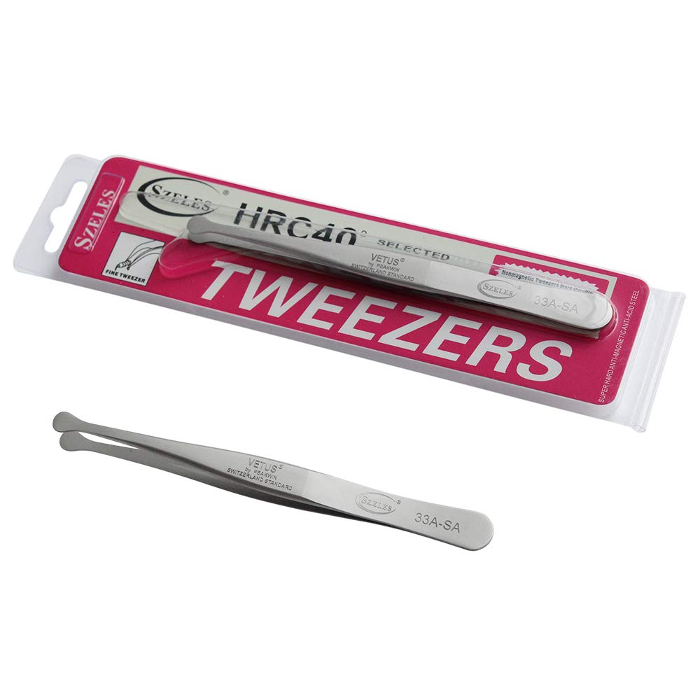 SZELES Vetus Tweezer Non-magnetic Stainless Steel Round Tip 33A-SA