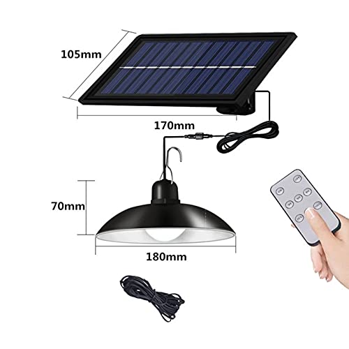 LAPUTA Outdoor Solar Light - Energy Saving ABS Waterproof Ceiling Lamp Remote Control 18 Hrs Lighting Single Double Head Solar Lamp for Home Garden Garage (Warm White Single-Head)
