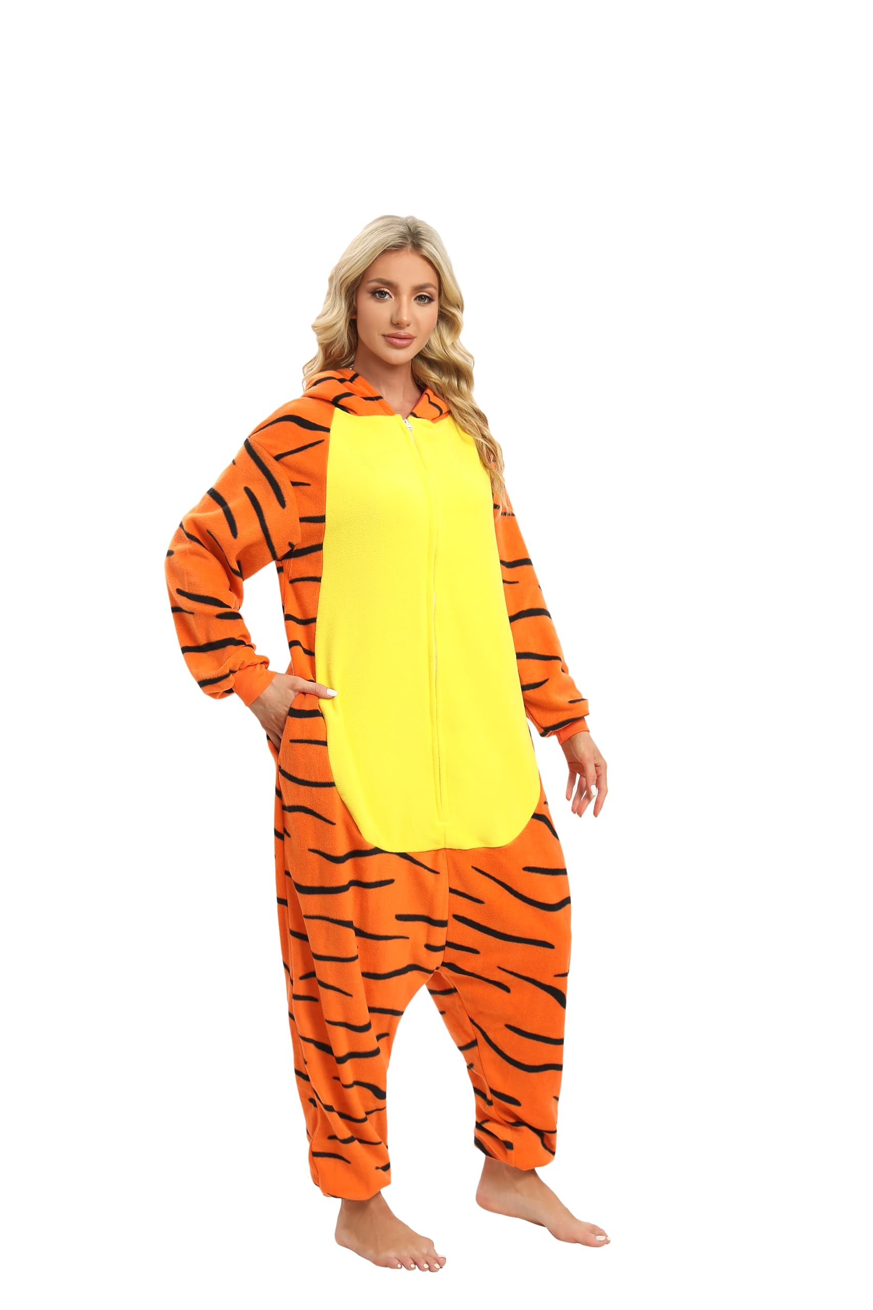 BGOKTA Halloween Animal Onesie Pajamas for Adults Stitch Costume Cosplay Homewear One Piece