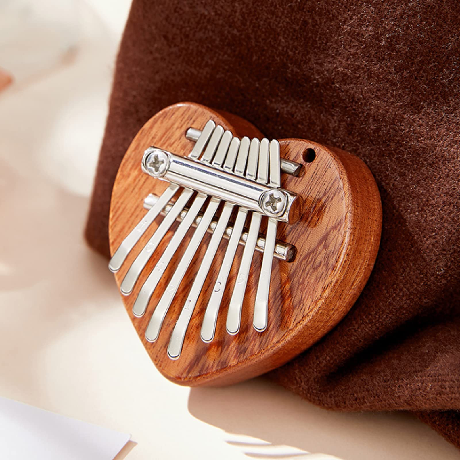 ANXVERS 8 Key Kalimba Thumb Piano,Mini Thumb Piano, Delicate Finger Piano, Heart-Shaped Finger Piano Decompression, Music Accessories, Pendant Gifts, Portable Mini Piano for Children and Beginners