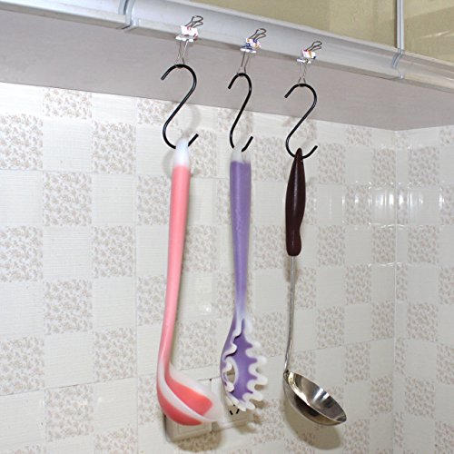 WARMBUY 30 Pack Black S Hooks Utility Hooks for Hanging Kitchen Pans Pots, Closet Clothes, Plants Bags Towels