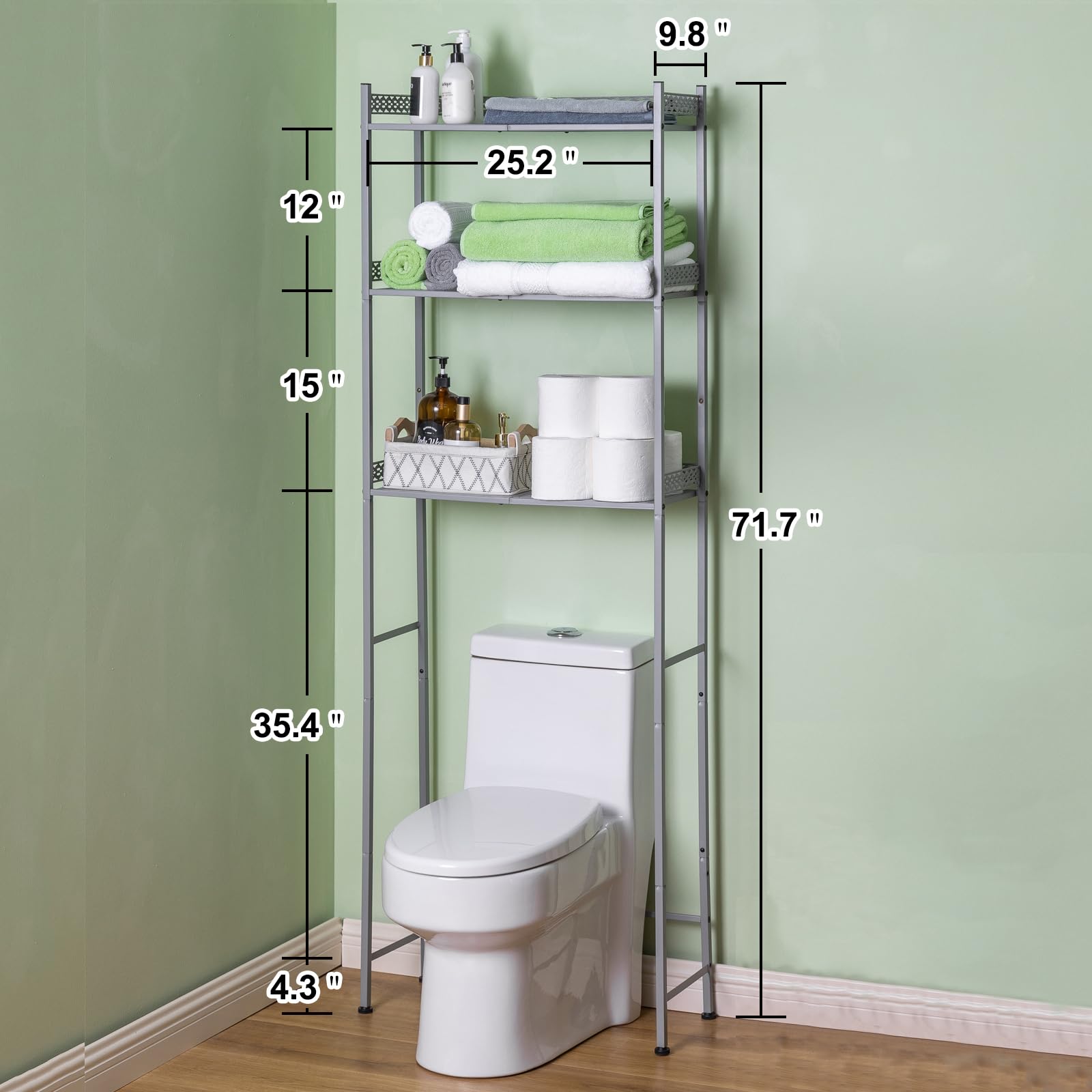 OhuaCason Over The Toilet Storage Shelf: Over The Toilet Storage Shelf for Small Bathroom - Metal Light Grey