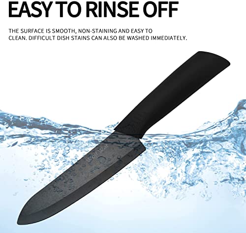 Kitchen Ceramic Knife Set Professional Knife With Sheaths, Super Sharp Rust Proof Stain Resistant (6" Chef Knife, 5" Utility Knife, 4" Fruit Knife, 3" Paring Knife, One Peeler)