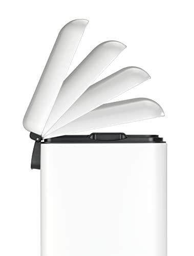 WENKO 54920218 8 Gallon Kitchen with Foot Pedal, Hands Free, Made of Steel, Dimensions (WxHxD): 13.4x24x12.8 in, Trash Can with lid, White