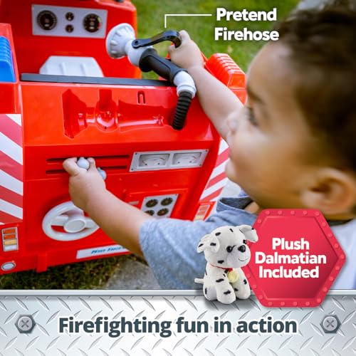 Kid Trax Real Rigs Toddler Fire Truck Interactive Ride On Toy, Kids Ages 1.5-4 Years, 6 Volt Battery and Charger, Sound Effects, Red, Large