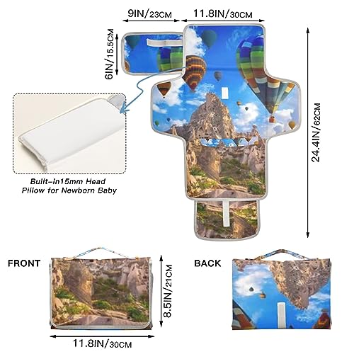 Hot Air Balloon Portable Diaper Changing Pad Waterproof Travel Baby Changing Pad Foldable Diaper Changing Mat for Newborn Girl Boy