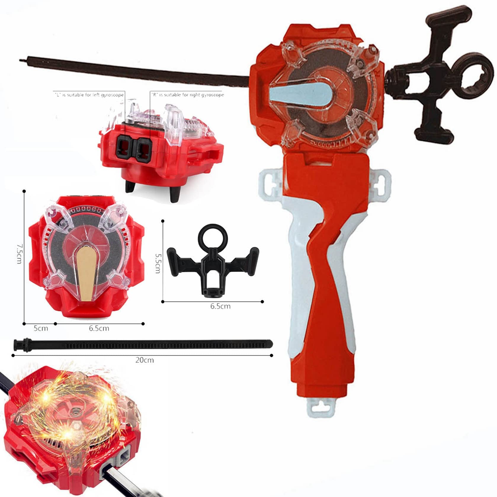 Battling Top Metal Master Fusion Gyro Starter BU B-200 Xiphoid Xcalibur Xanthus Sword'-1 Booster & Battle Left/Right Spin Sparking Burst Bey Wire Ripcord LR Launcher + Launcher Grip (B-200)