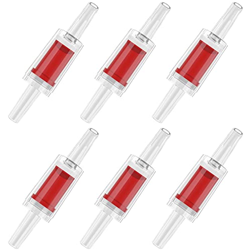 Pawfly 6 PCS Aquarium Check Valves for Common Air Pumps Red Plastic 1-Way Non-Return Valves Pump Protectors for Standard 3/16 Inch Airline Tubing Fish Tank Accessories for Aeration Setup