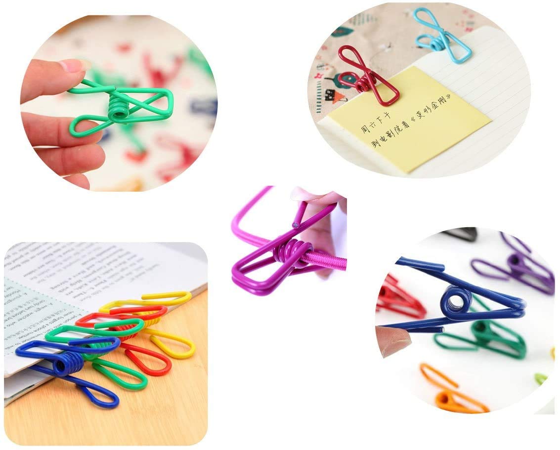 Chip Clips, 20 Pcs 2 Inch 10 Different Random Colors Utility Metal Clips PVC-Coated High Elasticity Good Persistence for Clothespins Paper Clips Food Clips Bag Clips Clothes Pins (Mixed Colors 20pcs)