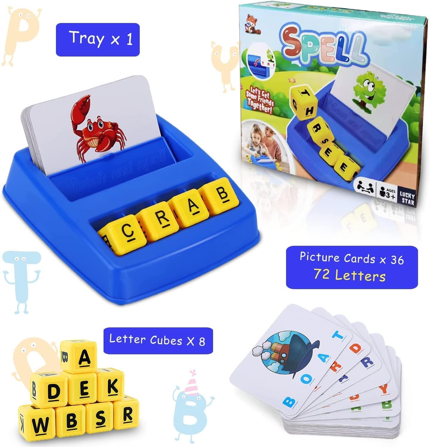 Learning Toys for 3 4 5 6 Year Old Boy Gifts,Educational Sight Words Flash Cards Kindergarten, Spelling Learning Games for Kids Ages 5-7,Matching Letter Math Memory Games