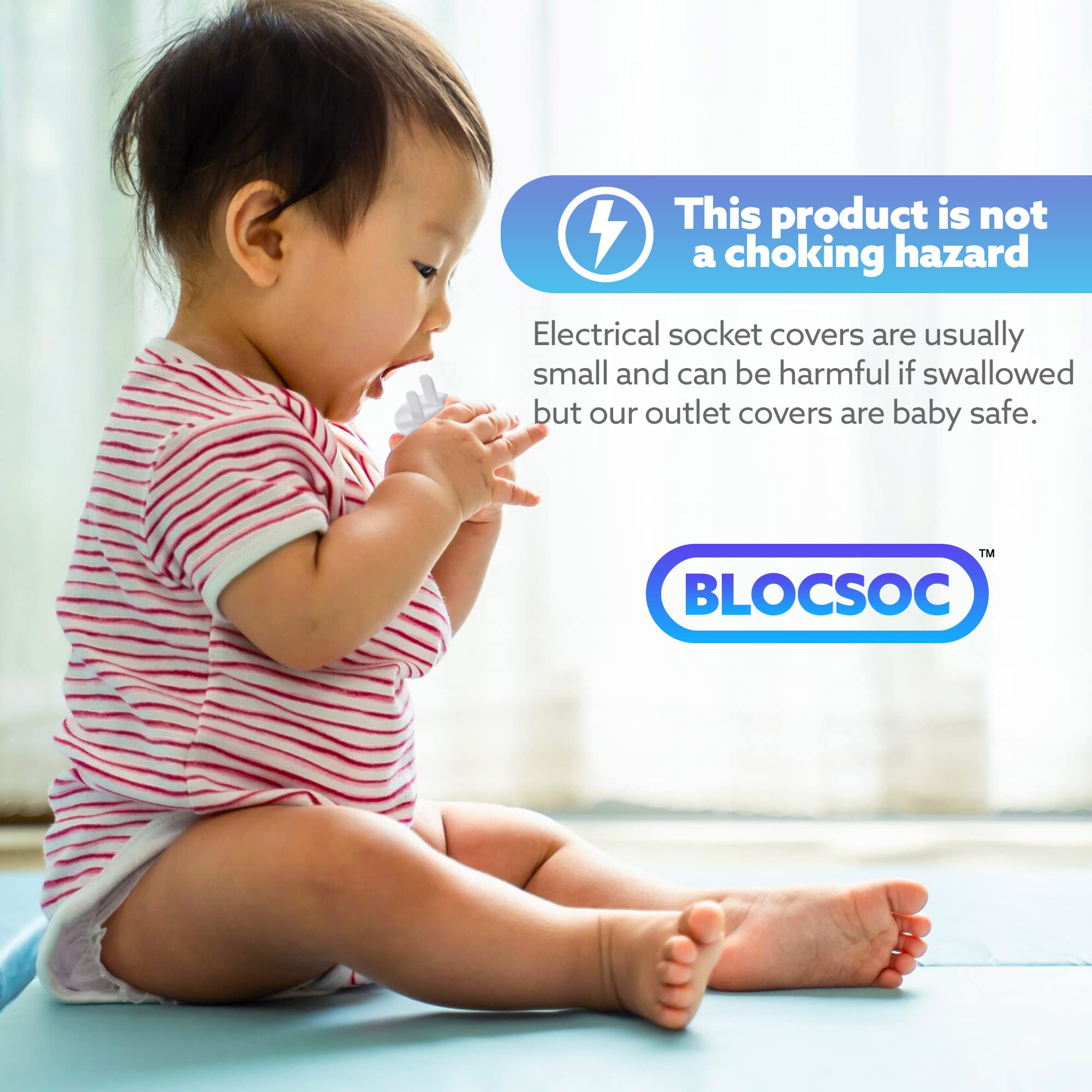 BLOCSOC Outlet Cover - 6 Pack - for Baby Proofing & Child Safety - No Choking Hazard - Easy Install (White, 6)