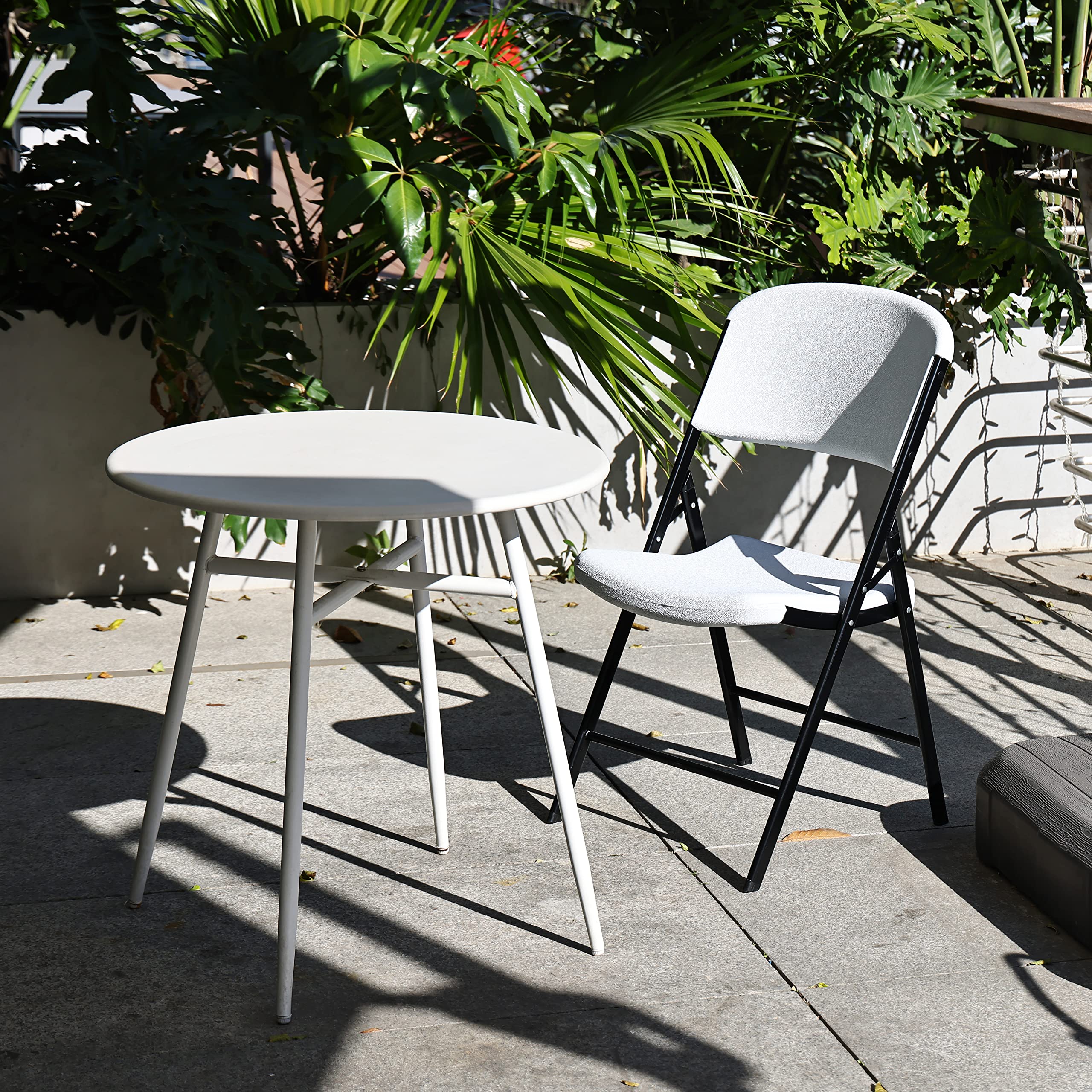 BalanceFrom Folding Plastic Chair with 500-Pound Capacity, White, 2-Pack