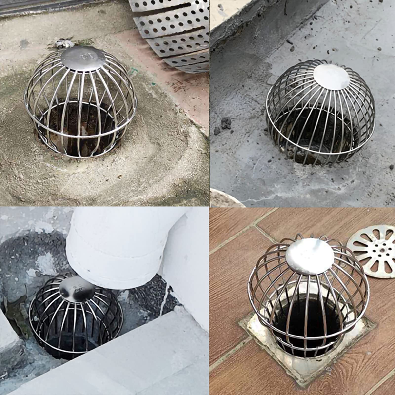 Baitaihem 304 Stainless Steel Drain Outdoor Roof Anti-Blocking Line Cap Drain Cover Gutter Protector Cleaner Gutter Cleaning Tool,4 inch