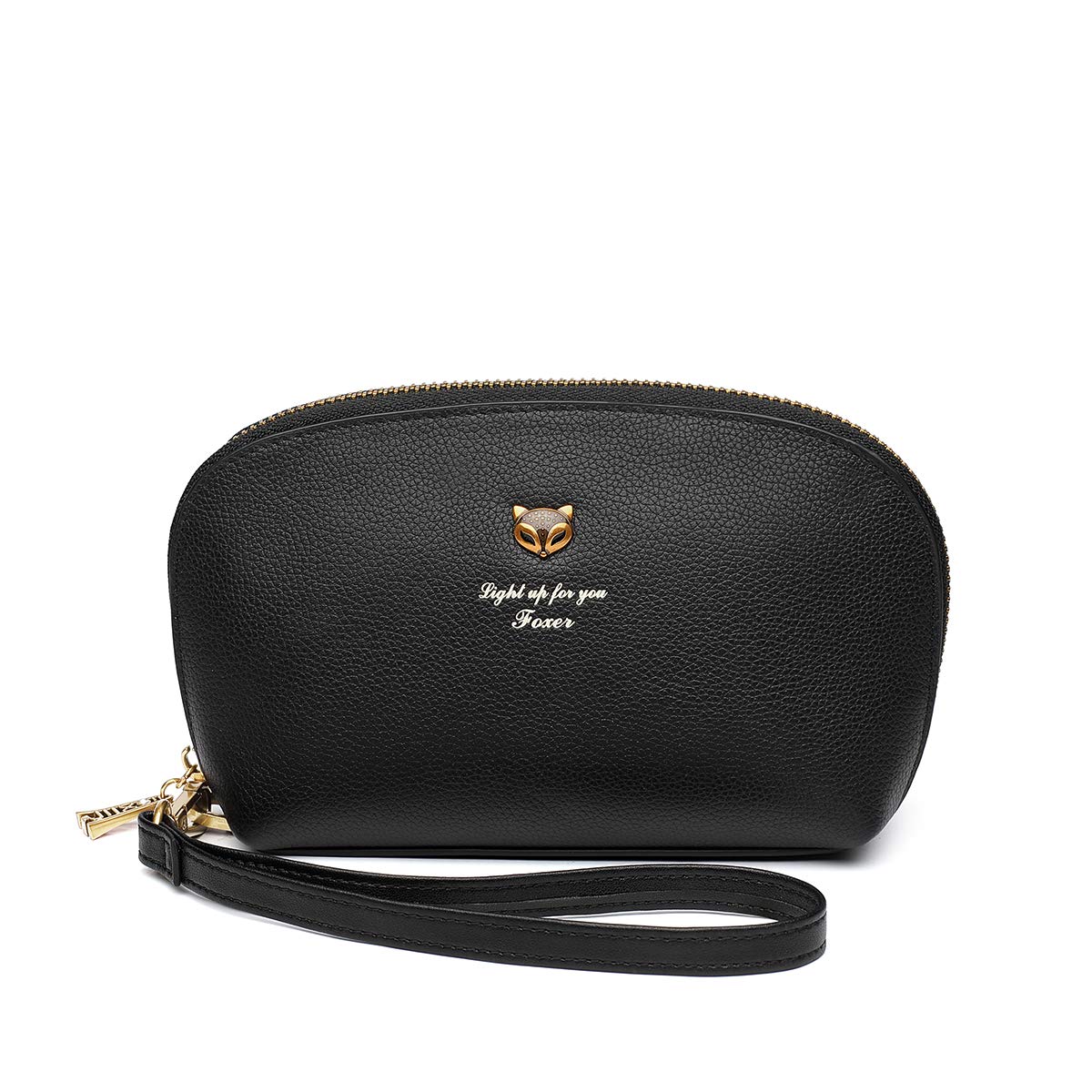 Leather Wallet for Women, Genuine Leather Ladies Clutch Wallet With Wristlet Card Holder Zipper Coin Pocket (black)