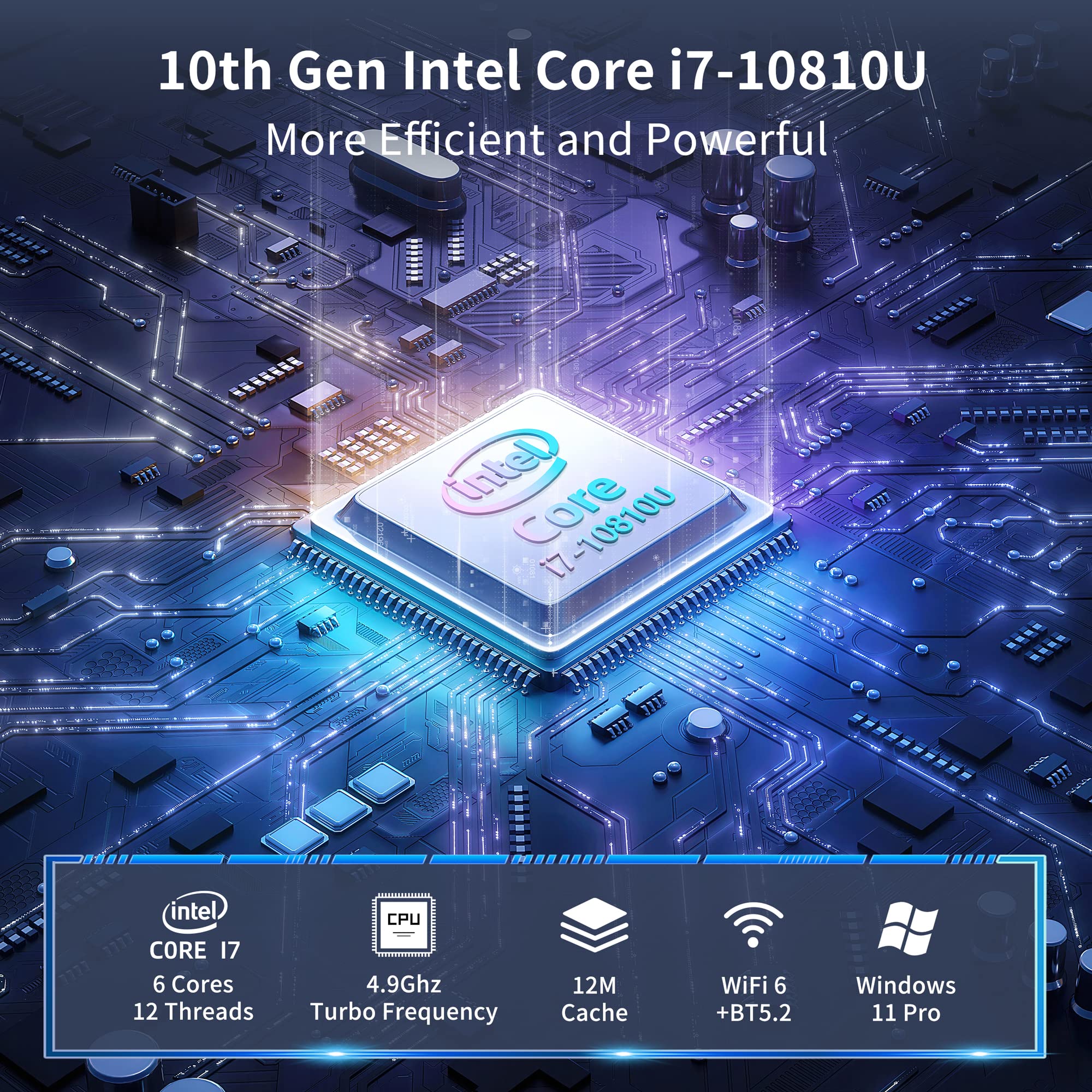ASBS Mini PC, Intel i7-10810U(6 Cores, Turbo 4.9GHz),Mini Desktop Computer for Business,Gaming,16GB DDR4 512GB SSD(Max 64GB, 8TB),4K Triple Display,WiFi 6,BT5.2 for Office/Study/Home