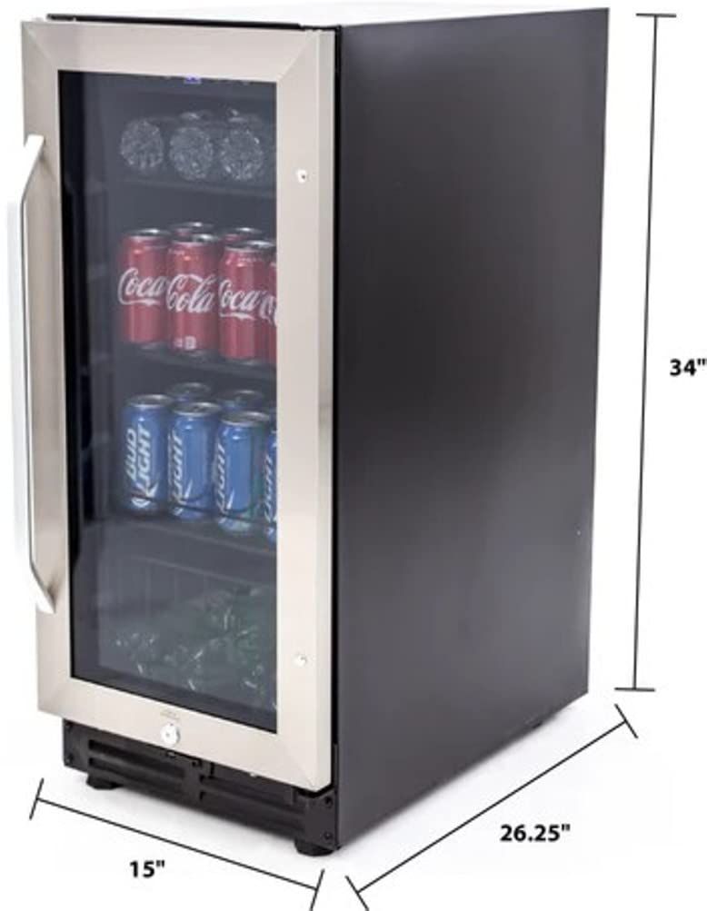 Avanti BCA3115S3S Beverage Cooler with Glass Door 72 Can Mini Refrigerator with Lock for Beer Soda Water Wine with Digital Temperature, 3.1 cu. ft, Black