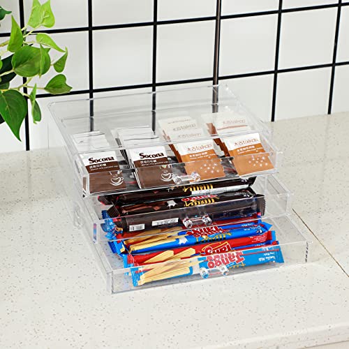 Cq acrylic Countertop Stackable Drawers Bathroom Cabinet Organizer Clear Organizing Bins For Cosmetics Organizer Jewelry Hair Accessories Nail Polish Lipstick Make up Marker Pen Medicine Storage