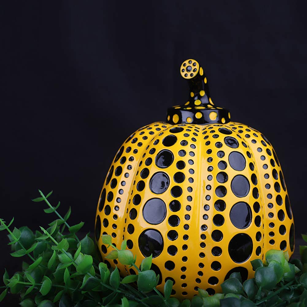 JSMY Cestbon Sculpture Decoration Statue Kusama Yayoi Pumpkin Artists Modern Sculpture Dot Art Home Decor Accessories Office Art Wedding Statue,Gold