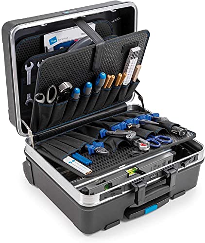 B&W International GO Portable Wheeled Rolling Tool Case Box with Pocket Boards, Black