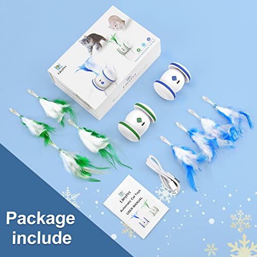 LiieyPet Cat Toys for Indoor Cats Interactive Cat Toy with 3 Feathers, Automatic Cat Toys with LED Lights, USB Rechargeable Cat Toys, Electronic Cat Toy, 360° Rotating, Cat Exercise Toy