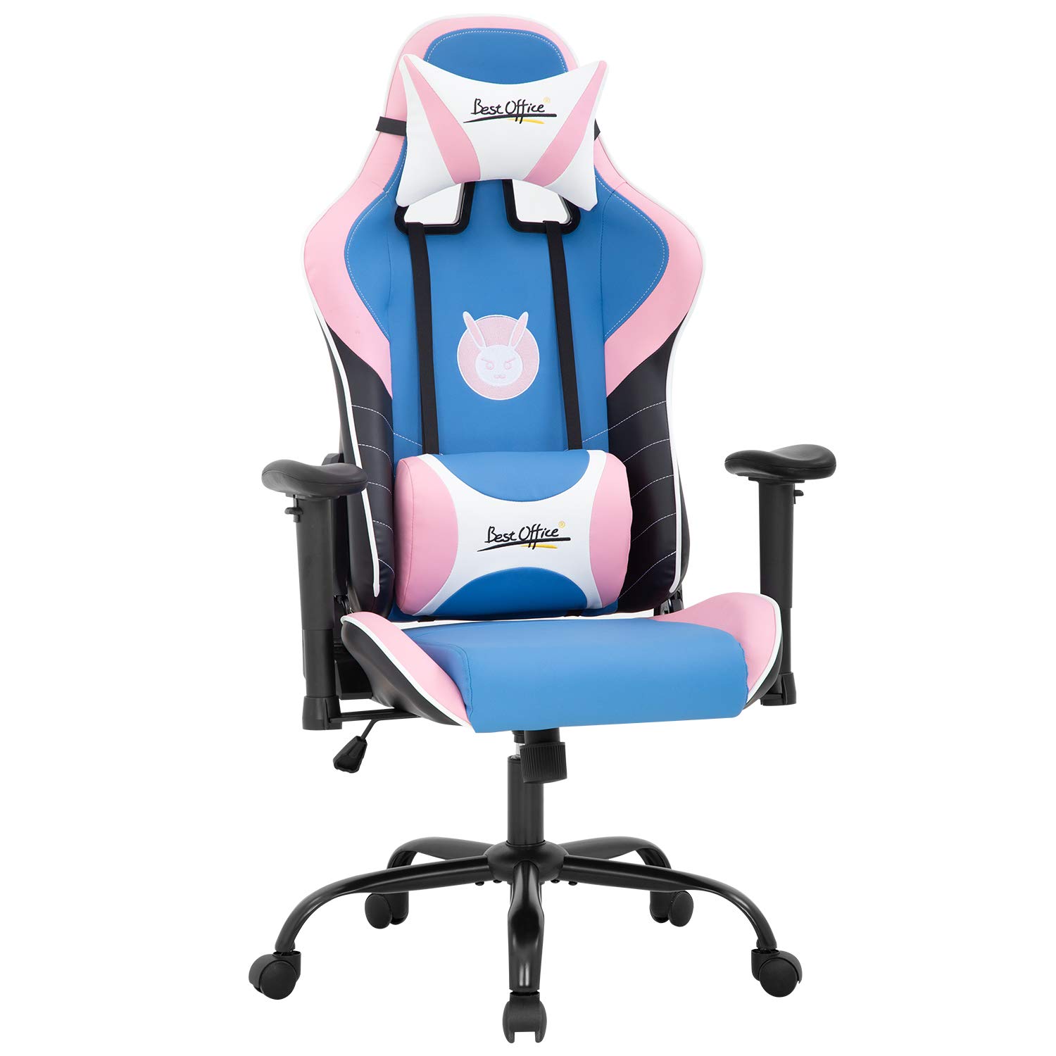 PC Gaming Chair Racing Office Chair E-Sports Computer Chair with Lumbar Support Adjustable Headrest 2D Armrest Rolling Swivel Game Chair Task Ergonomic PU Leather Desk Chair