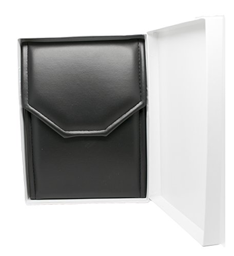Novel Box Premium Large Black/Black Stitched Leatherette Pearl/Omega Necklace Folder + Custom NB Pouch