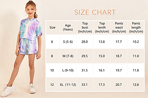 Girls Tie Dye Clothes Outfits Two Piece Set Jogger Suits Sweatsuits Tracksuits Sweatshirts Tops Hoodies Shorts Sets Size 10