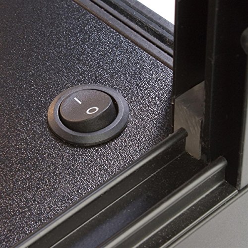 Displays2go 60 Inch Glass Showcase, Hidden Storage, LED Lights, Lockable Sliding Door - Black (IAPHV60LED)