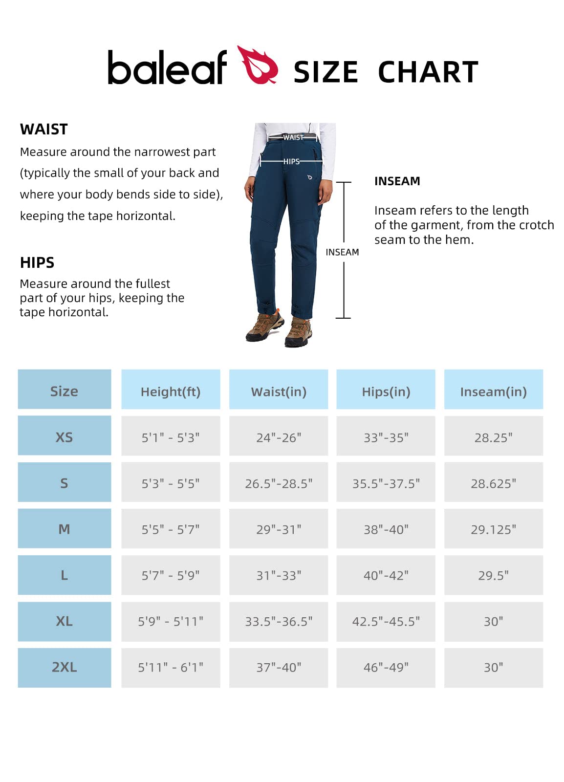 BALEAF Women's Hiking Pants Waterproof Fleece Lined Cold Weather Insulated Ski Snow Pant Warm Winter Soft Shell Deep Blue M