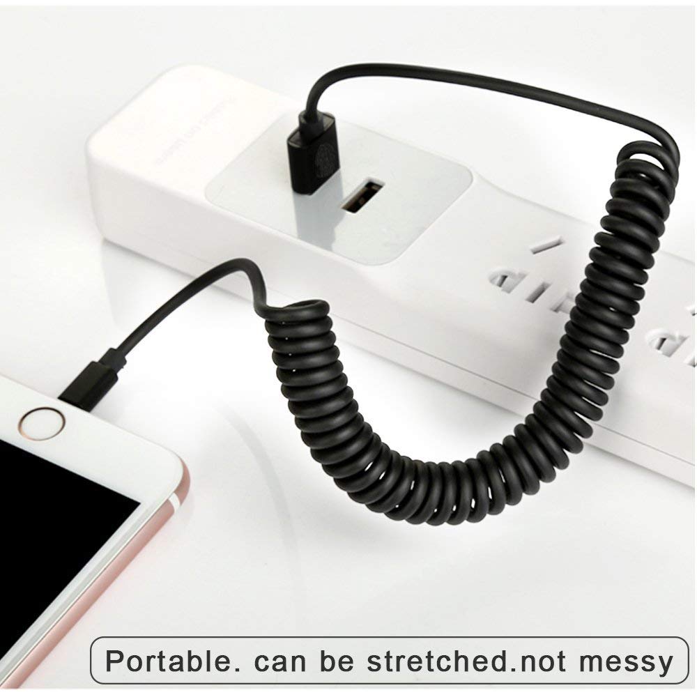 USB 2.0 Type A Male to Mini Expansion Spring Coiled Cable 4-36inch Standard Spiral Flexible Extension for Printers, Cameras, Mouse, Cell Phone
