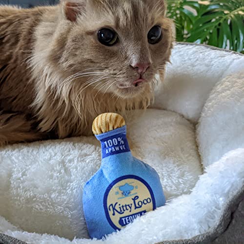 Huxley & Kent Cat Toy | Kitty Loco Tequila | Nappy Hour Strong Catnip Filled Cat Toy | Soft Plush Kitty Toy with Catnip and Crinkle | Kittybelles