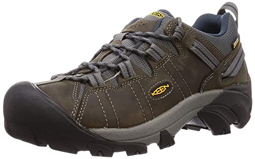 KEEN Men's Targhee 2 Low Height Waterproof Hiking Shoes, Gargoyle/Midnight Navy, 10.5 US