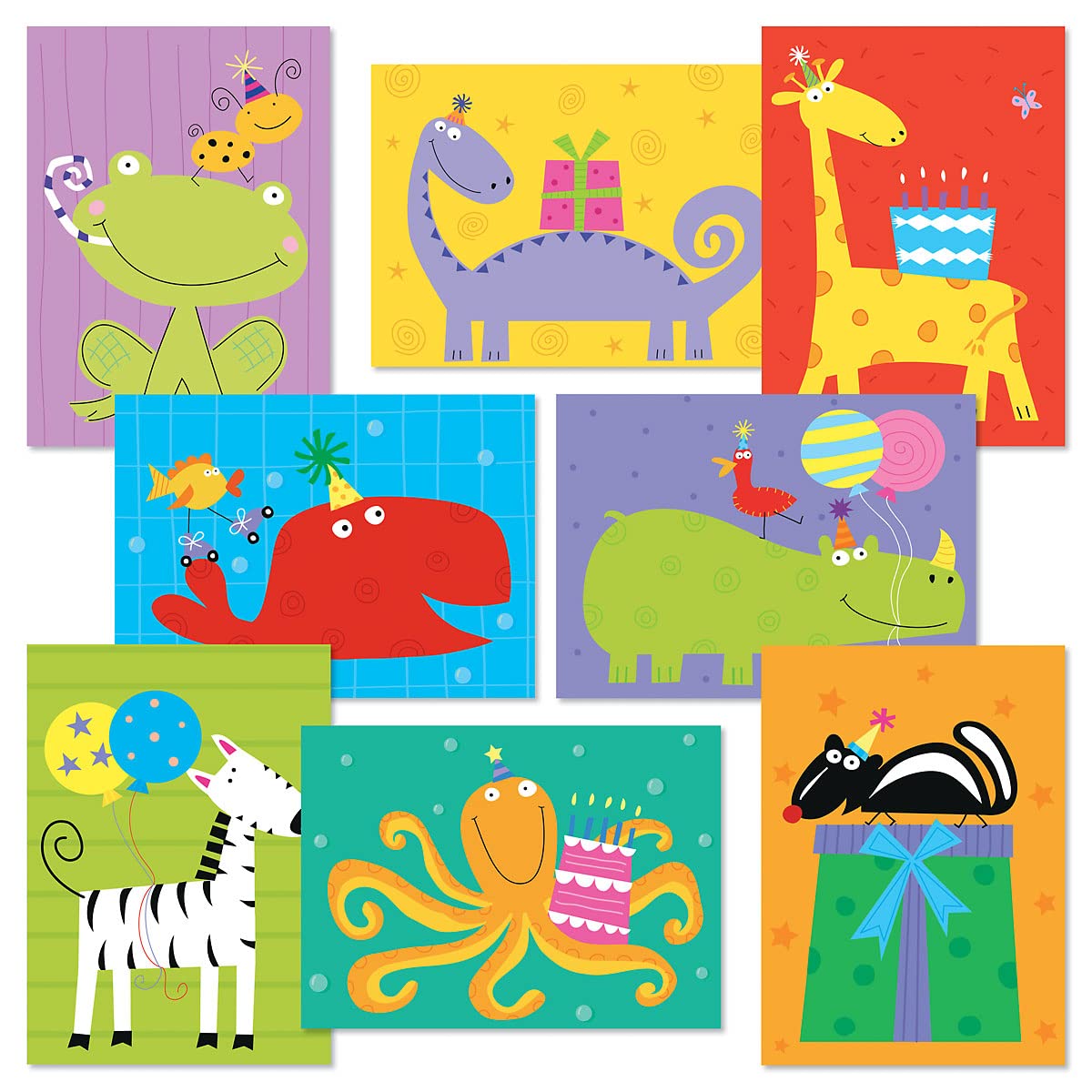Current Kids Birthday Greeting Cards Value Pack - Set of 16, 8 Unique Designs, Large 5 x 7 Inch Cards, Sentiments Inside, Envelopes Included