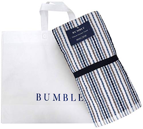 Kitchen Towels 16βx 26β- 6 Pack | Large Cotton Kitchen Hand Towels | Dish Towels | Popcorn Stripe Design | 400 GSM Highly Absorbent Tea Towels Set with Hanging Loop | Dish Towels for Kitchen | Blue