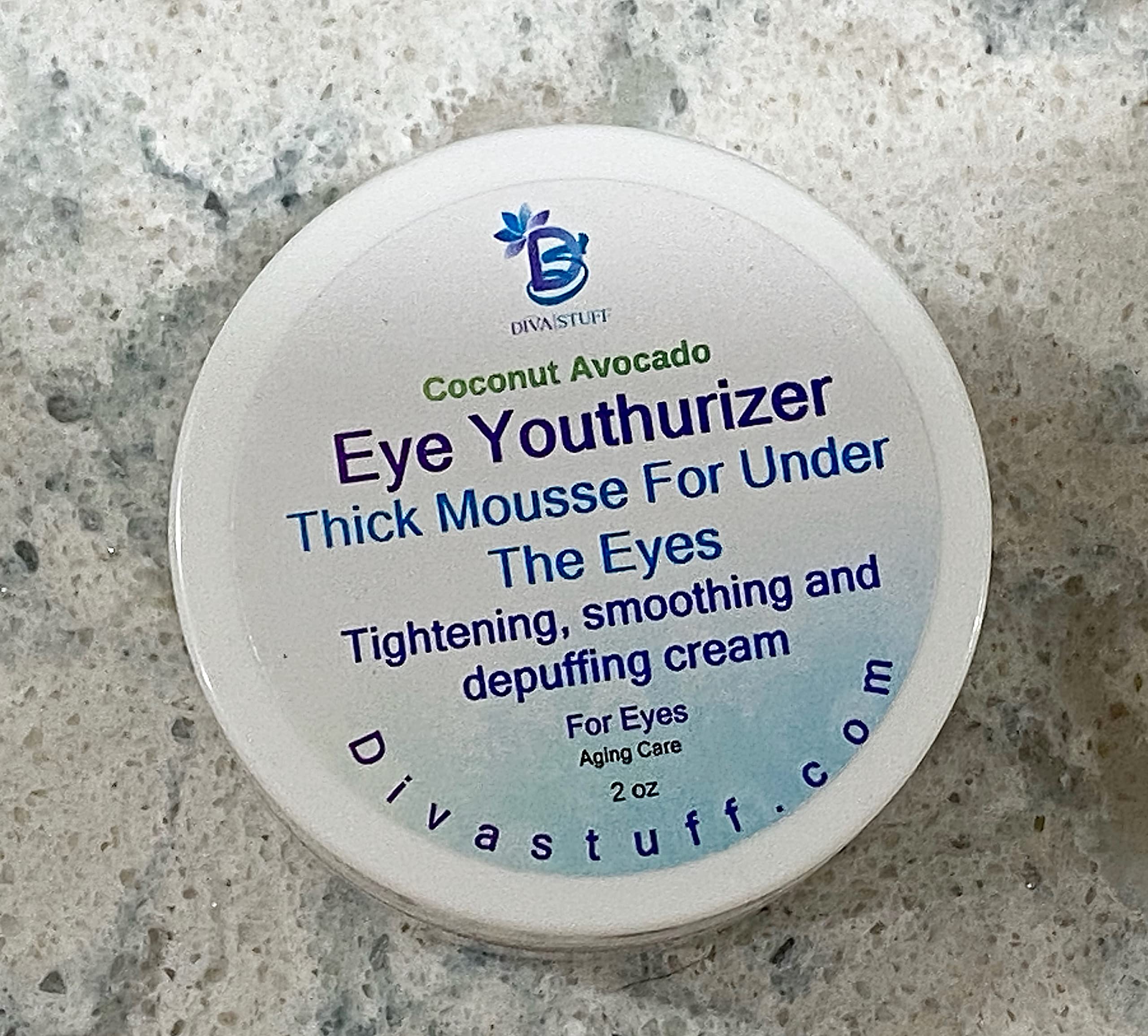 Diva Stuff Coconut and Avocado Eye Youthurizer, Thick Melt Mousse For Under The Eyes, Tightens, Lifts, Smooths and Depuffs, 2 oz