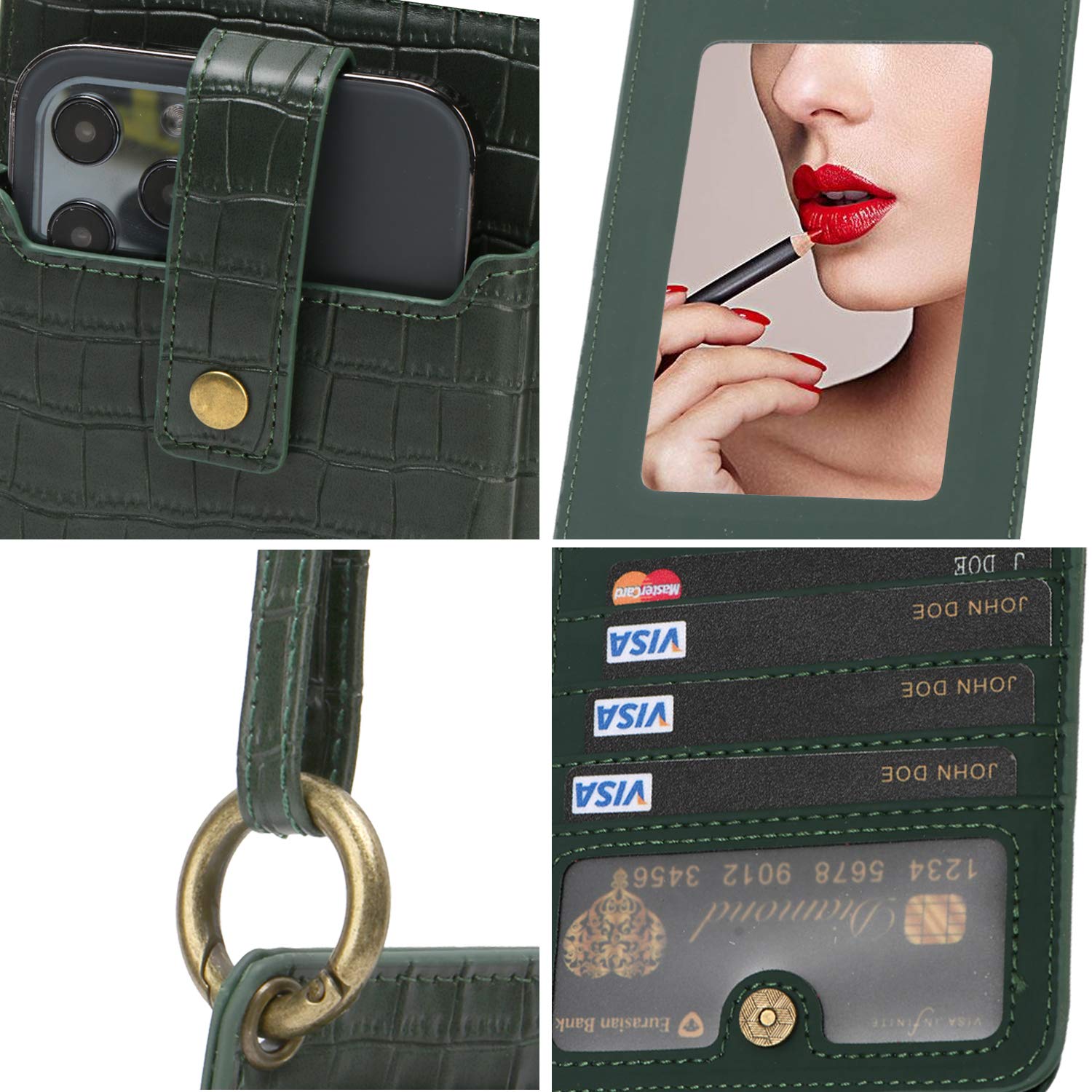 Pearl Angeli Small Crossbody Cellphone Purse Shoulder Bag for Women w/Card Slots, PU Leather