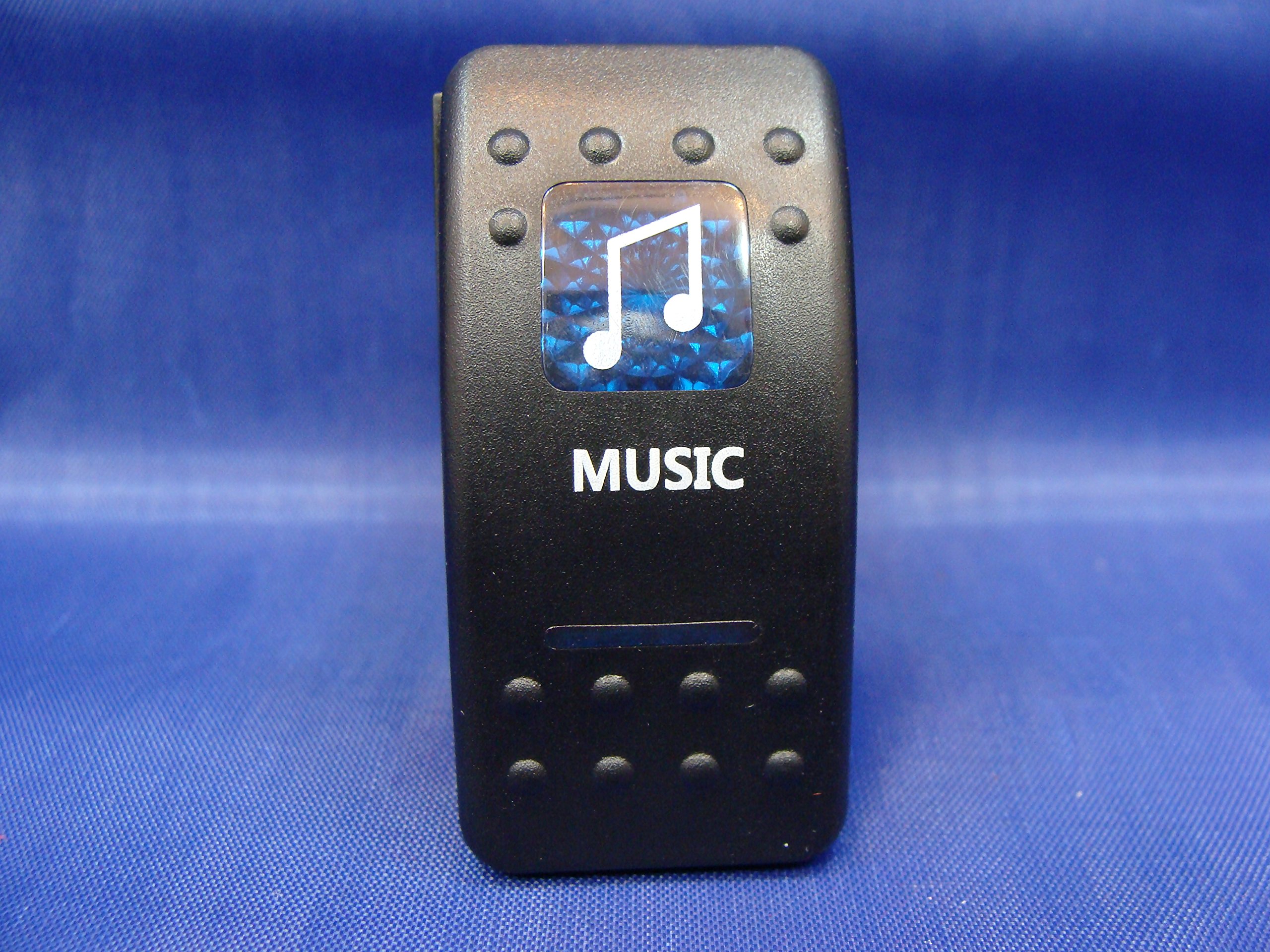 AUTO Marine Music/Radio ON Off Rocker Switch Blue Lens ON/Off Rocker Switch ITEM-V52B Logo Daystar/Carling Replacement High Quality