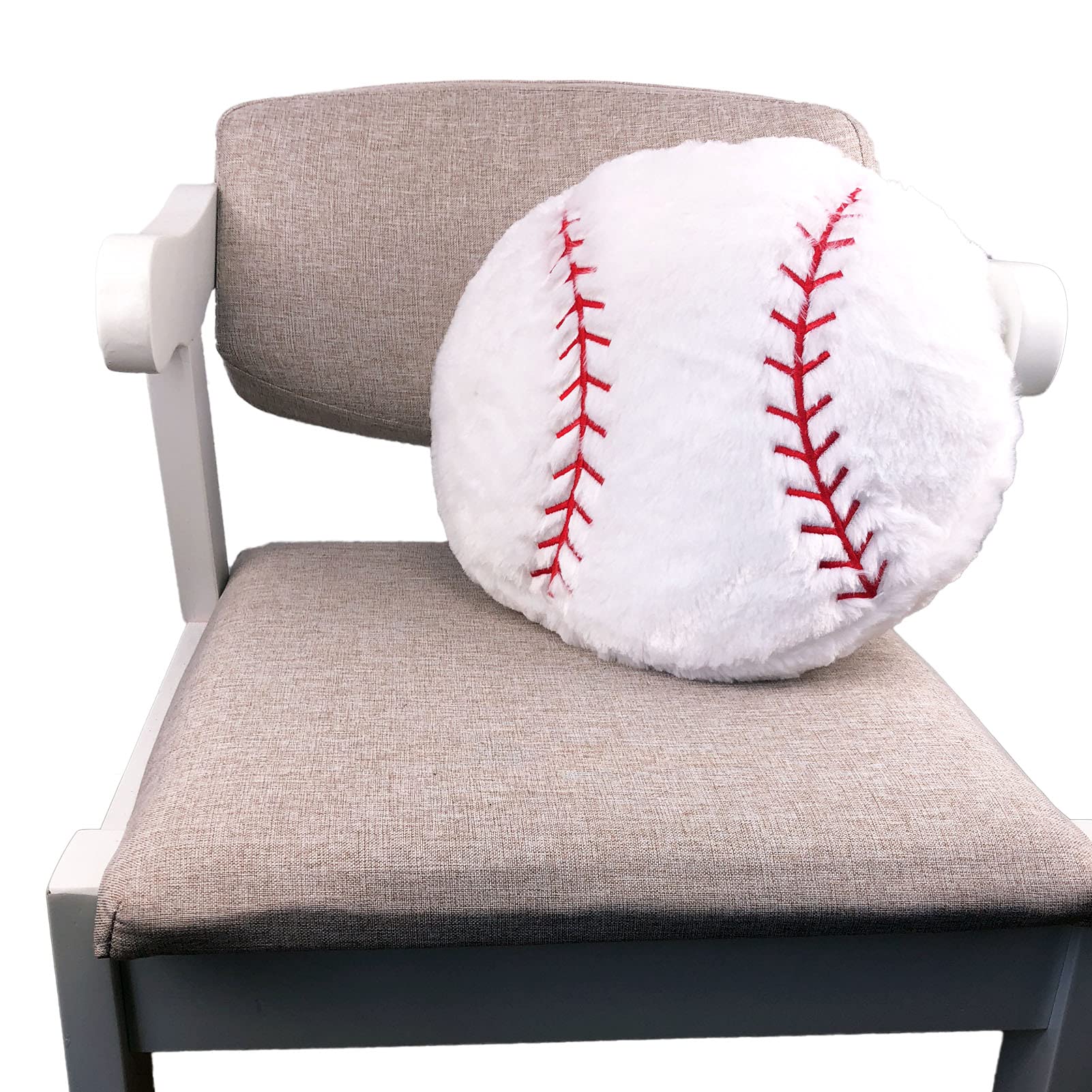 CHORONMO Baseball Pillow Fluffy Baseball Plush Pillow Baseball Throw Pillow Soft Stuffed Baseball Plush Pillow Toy Durable Round Baseball Shaped Pillow Sport Toys Gift for Kids Room Decor