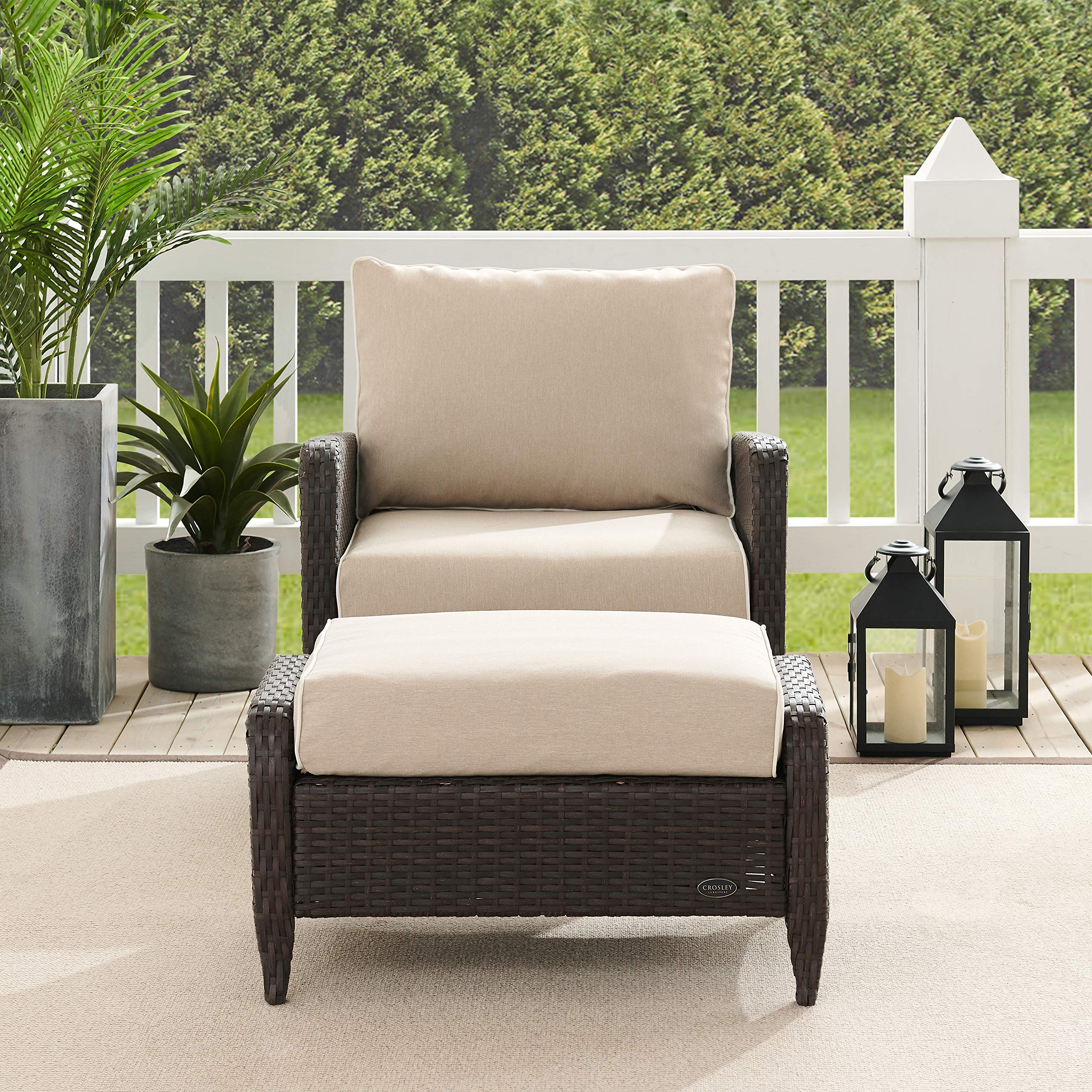 Crosley Furniture Kiawah 2-Piece Outdoor Chair Set, Wicker Patio Chairs for Conversation, Porch, Deck, Blue