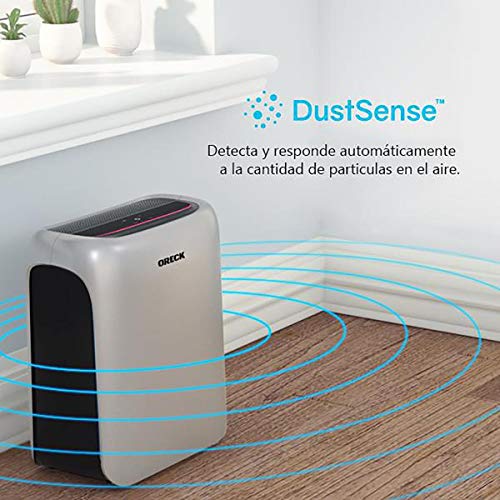Oreck Air Response Air Purifier, HEPA and Carbon Filtration For Home, Quiet, Large, Silver, WK16002